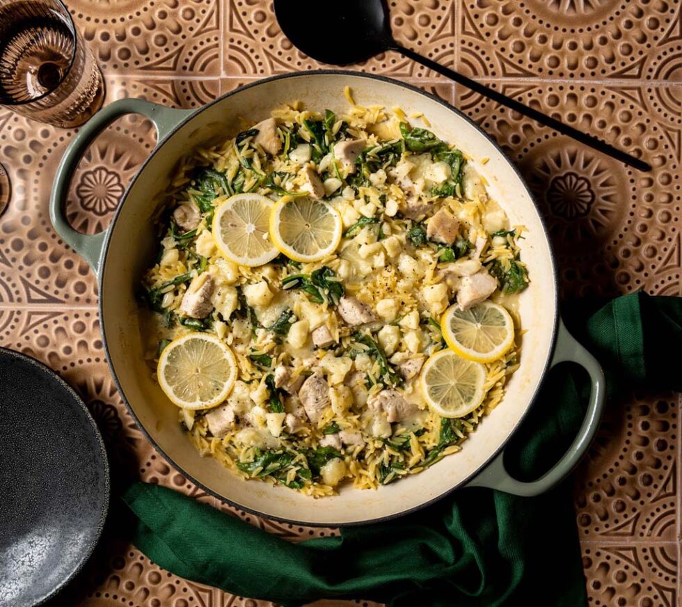 One-Pan Lemon, Garlic & Herb Chicken with Orzo | Cracker Barrel Cheese
